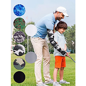 Boao 10 Pairs UV Sun Protection Arm Sleeves Cooling Anti Slip Tattoo Cover Sleeves with Thumb Holes for Men Women (Black, Gray, White and Camo Series Color)