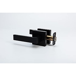 MAXECURITY Passage Door Lever Matte Black Square Interior Door Handle Keyless Doorknob Hall and Closet Lockset Handleset，Heavy Duty Non-Locking Lever Set for Left or Right Handing.
