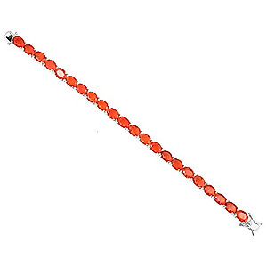 15.60 CT Natural Ethiopian Welo Fire Orange Cut Opal Gems October Birthstone 925 Sterling Silver Tennis Bracelet Gift For Her (rhodium-plated-gold, 8.5)