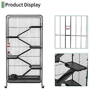 YITAHOME 52-inch Metal Ferret Chinchilla Rat Cage Small Animal Cage with Rolling Stand Indoor Outdoor for Squirrel/Guinea Pig/Bunny/Cat/Rabbit, Black (MAYIH0010153MA)