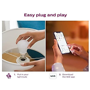 PHILIPS Color and Tunable White A19 LED 60W Equivalent Dimmable Wi-Fi Wiz Connected Smart LED Light Bulb, Easy Control with App or Voice, Works with Alexa, Google Assistant, Siri Shortcuts (4-Pack)