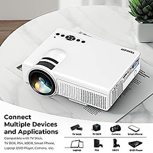 TENKER Native 1080P Projector, 7500L High Brightness Full HD Outdoor Movie Projector, 200" Giant Screen LCD Video Projector, Portable Mini Projector for Cartoon, Compatible w/Laptop/PC/DVD/TV