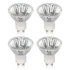 Simba Lighting 25W NP5 Candle Warmer ETC Replacement Light Bulb (4 Pack) Halogen GU10 120V for Wax Melt, Tart Burner, Recessed, Track Lighting, MR16 JDR with Glass Cover, Dimmable, Warm White 2700K