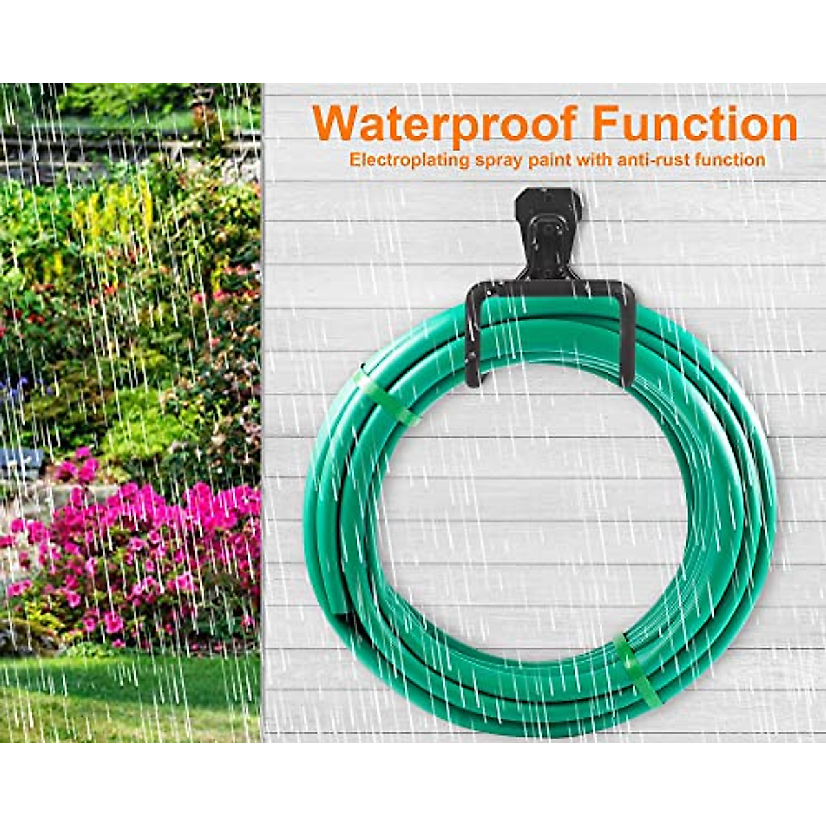 Metal Garden Hose Holder - Heavy Duty Hose Hanger Wall Mounted Water Hose Holder for Outside Yard, Durable Hose Hooks Ideal for Water Hose, Extension Cords (1pc Black)