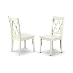 East West Furniture Dining CLC-LWH-W Clarksville Double X-Back Formal Chairs in Linen White Finish (Set of 2)