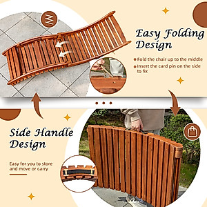 Flamaker Lounge Chairs for Outside Folding Acacia Wood Chaise Lounge with Side Handle Sun Lounger for Poolside, Lawn, Backyard (2 Piece)