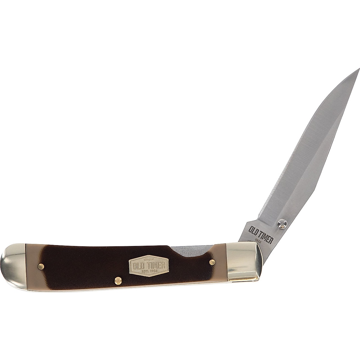 Old Timer 294OT Liner Lock Trapper 7.2in Traditional Pocket Knife with 1 High Carbon Stainless Steel Clip Point Blade, Pocket Clip, and Ergonomic Sawcut Handle for Hunting, Camping, EDC, and Outdoors