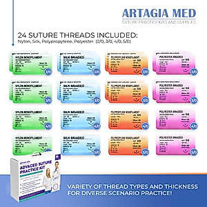 Advanced Practice Kit for Medical Students (35 Pcs) – Latest Generation of Most Complete Model, Including: Tool Kit with Variety of Suture Threads, 3 Top Quality Suture Pads (Education Only)