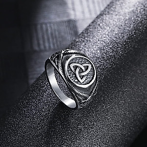 NIGHTCRUZ Triquetra Trinity Knot Ring, Irish Celtic Knot Ring Stainless Steel, Nordic Jewelry for Women