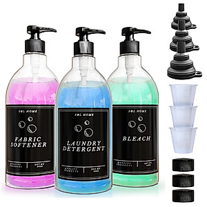 S&L Home Liquid Laundry Detergent Dispenser - 64 Oz Plastic Laundry Detergent Container, Fabric Softener Dispenser & Bleach Dispenser for Laundry Room