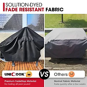 Unicook 28 Inch Griddle Cover for Blackstone and Nexgrill Cooking Station, Heavy Duty Waterproof Flat Top BBQ Grill Cover with Sealed Seam, Includes Support Pole, Black