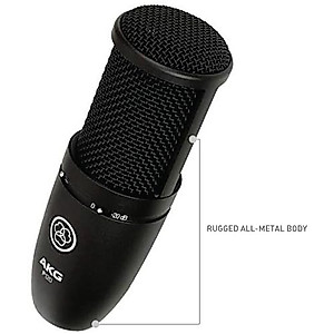 AKG Pro Audio P120 - Affordable 2/3-Inch Diaphragm Condenser Microphone for Clear Vocals & Instruments. Studio Recording or Live. XLR Connector. Black