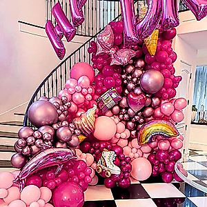 Pink Balloon Garland Arch Kit Hot Pink Metallic Rose Gold Silver Disco For Princess Theme Birthday Girl's Party Supplies Birthday Party Wedding Decoration