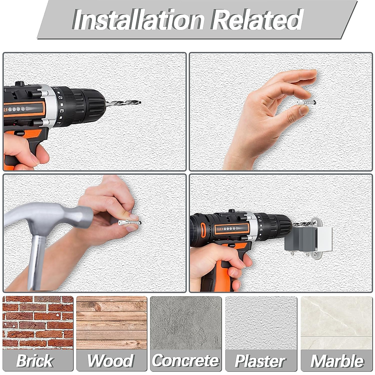 3-H Mop and Broom Holder Wall Mount 20 Pack, Broom Holder Wall Mount, Broom Holder for Garage Garden Shed Storage System Laundry Room Home Kitchen Organization up to 1.45 Inch(grey)