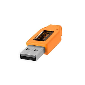 TetherPro USB 3.0 to USB-C Right Angle Adapter Cable | for Fast Transfer and Connection Between Camera and Computer | High Visibility Orange | 20 inches (50 cm) | Tether Tools