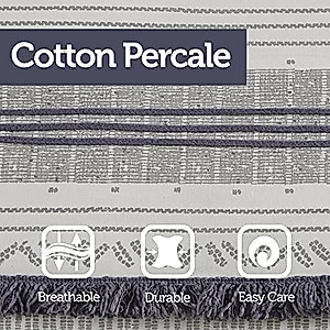 INK+IVY Cody Cotton Duvet Set - Geometric Modern Design with Fringe Tassel Trim and Pom Accent, All Season, Breathable Cover for Comforter Bedding, Shams, King/Cal King(104"x92") Gray/Navy 3 Piece