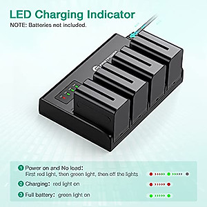 FirstPower 4-Channel Fast Charger for Sony NP-F550 NP-F570 NP-F750 NP-F770 NP-F930 NP-F950 NP-F960 NP-F970 Camera Battery
