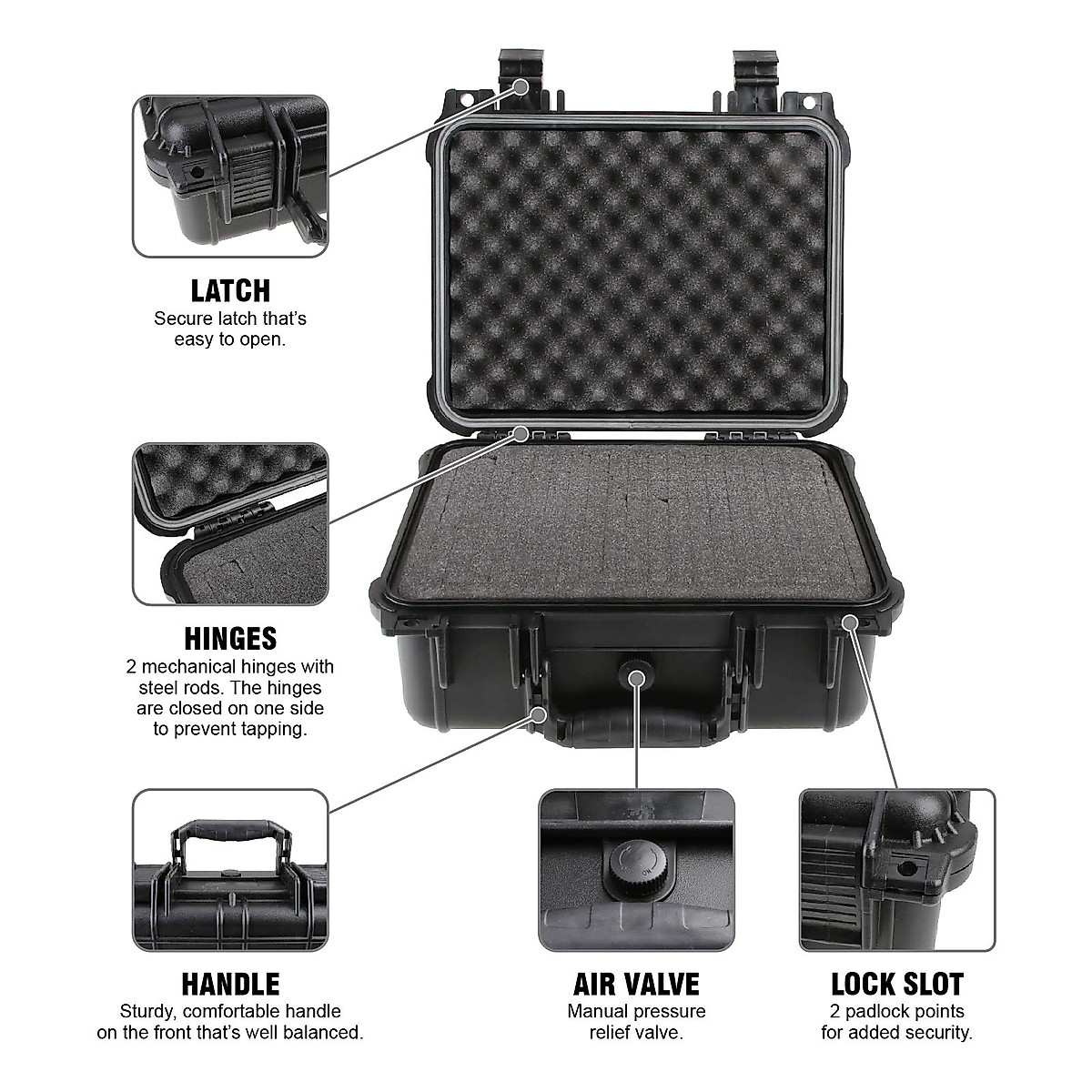 Olympia 13.47" Waterproof Hard Case with DIY Customizable Foam, Fit use of Gear, Equiment, Camera and so on