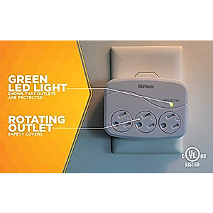 Woods 41034 Surge Protector with 3 Power, 3-Outlet 1000J of Protection
