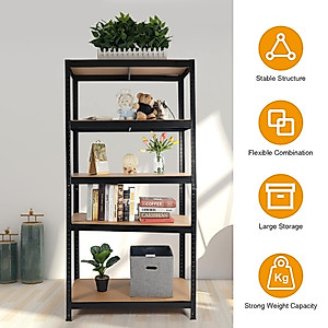 ALBOMI 5 Tier Adjustable Storage Shelving Unit, 35.4" W x 17.7" D x 71" H Large Storage Utility Rack, Heavy Duty Metal Garage Storage Shelves for Warehouse Basement Kitchen, Black