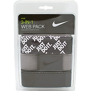 Nike Golf Men's 3-in-1 Web One-Size-Fits-Most Belts, Black/Gray/Just Do It