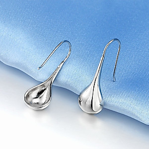 925 Sterling Silver Ear Needle With Teardrop & Waterdrop Earrings (Silver Waterdrop)