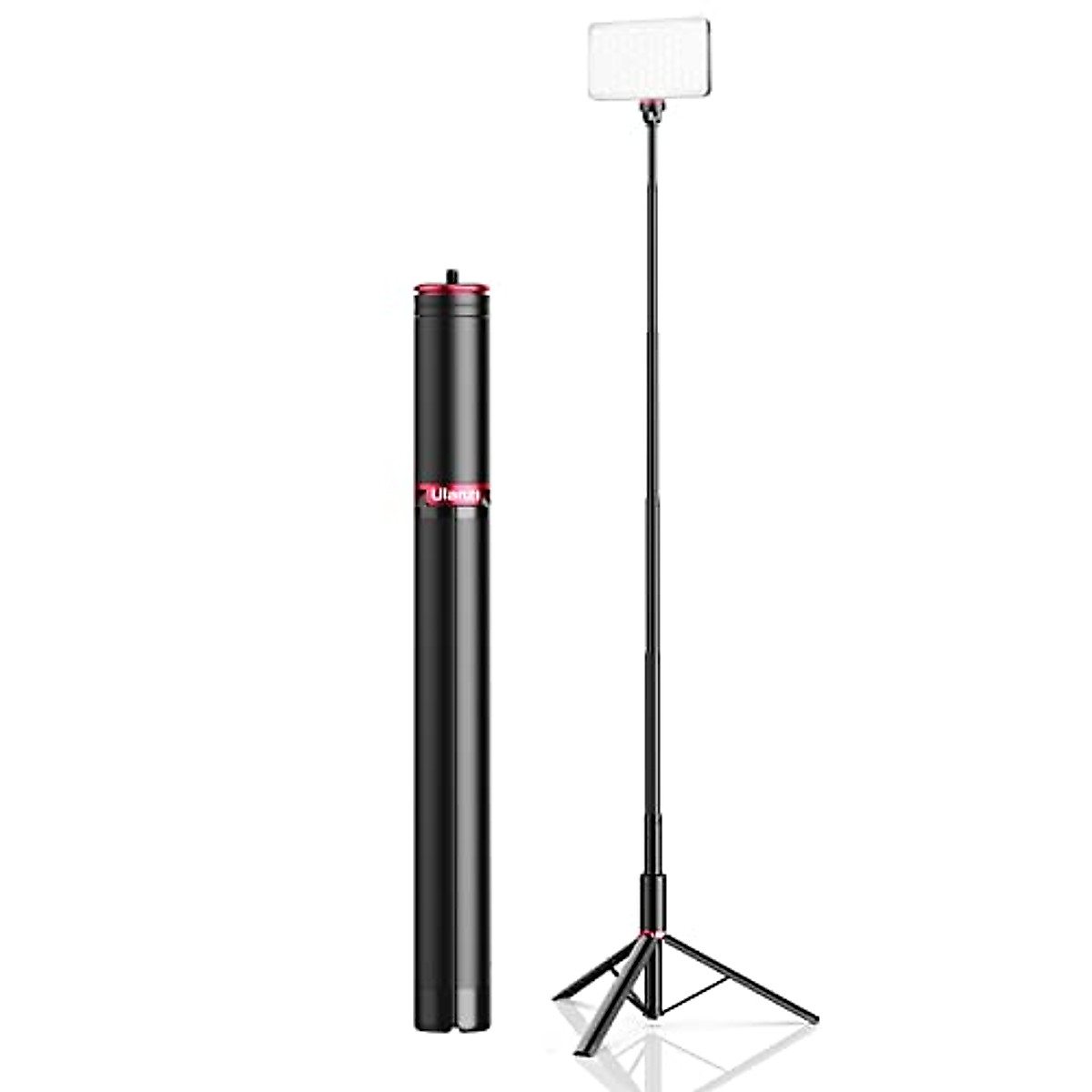 MT-54 Portable Adjustable 5ft Light Stand Tripod, Height 2ft to 5ft, Metal Stand for Small Photography Lights, Webcams, Cameras, 360º Rotating Mount, Aluminum Lightweight, with a Free Phone Mount