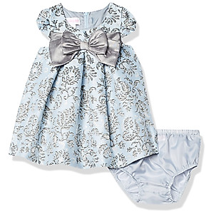 Bonnie Jean baby girls Short Sleeve Jacquard Party Special Occasion Dress, Blue, 6-9 Months US