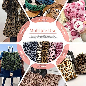 Leopard Print Fabric 9.8x17.7 Inches/62.9x19.6 Inches /62.9x39.3 Inches 1cm Soft Faux Fur Fabric DIY Handmade Sewing Fabric (06, 62.9x19.6 inches)