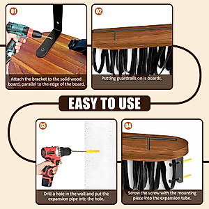 soleim Floating Bookshelves Set of 2,Wood Hanging Bookshelf,Double Storage Unique Wall Bookshelf,Upside Down Space Saving Unique Wall Bookshelf for Home Decor in Bedroom, Living Room,Study