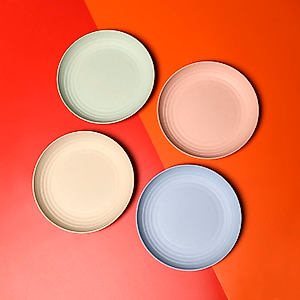 CAMBUY Wheat Straw Plates Lightweight Unbreakable Dinner Dishes Plates Set Dishwasher & Microwave Safe (Large 8 Pack 8')