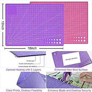 Rotary Cutter Set, 38PCS 45mm Rotary Fabric Cutter Wheel Set, Fabric Cutter Wheel, Quilting Rotary Cutters Rolling Fabric Cutter Wheel and A3 Mat, Rotary Rolling Cutter For Sewing, Quilting(Purple)
