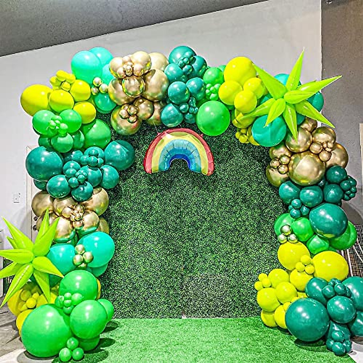 128pcs Green Balloon Arch Garland Kit with Lucky Shamrock Clover Rainbow Foil Balloons for St. Patrick's Day Party Decorations Irish Festival Party Decor Birthday Baby Shower Supplies