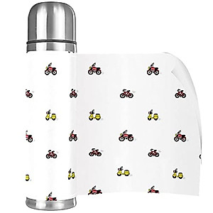 Stainless Steel Leather Vacuum Insulated Mug Motorcycle Thermos Water Bottle for Hot and Cold Drinks Kids Adults 16 Oz