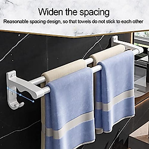 Bath Towel Bar White Towel Rack, Space Aluminum Towel Rail, Double Rod Toilet Towel Rail, Bathroom Hanger Bar Towel Holder (Color : 60CM)