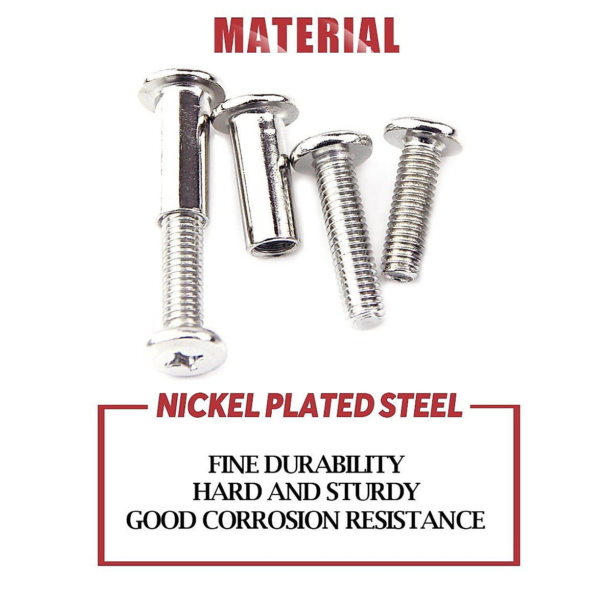 Hilitchi 120-Pcs M6 x 25/35 / 45/55 / 65 / 75mm Rivet Phillip Countersunk Head Screws Bolts Dowel Barrel Nuts Assortment Kit for Furniture Hardware Fitting