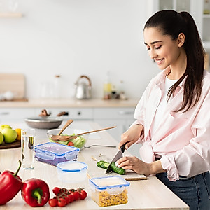 Moss & Stone Air Tight 16 Piece Plastic Food Storage Containers with Lids, Safe Lunch Box Set For DIshwasher and Microwave, Leak Proof Storage Containers For Food- BPA Free