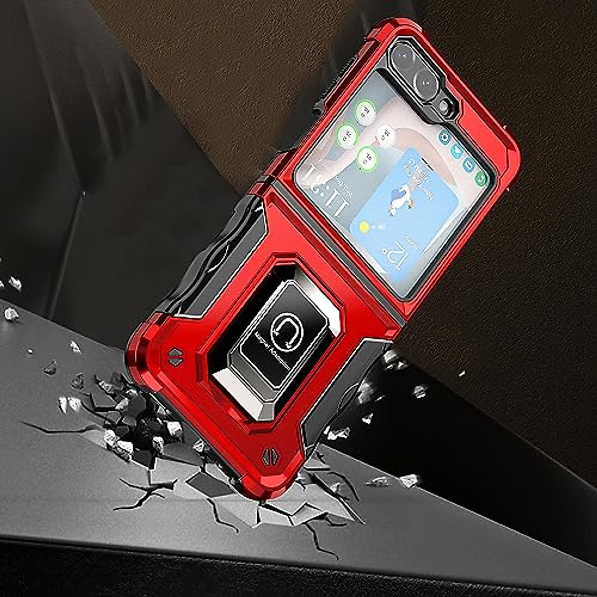 Phone case Compatible with Samsung Galaxy Z Flip 5 Case,Military Grade Drop Proof Protection Cover with 360° Rotation Kickstand Shockproof Dual-Layer Protection Phone Case Phone Protection (Color : V