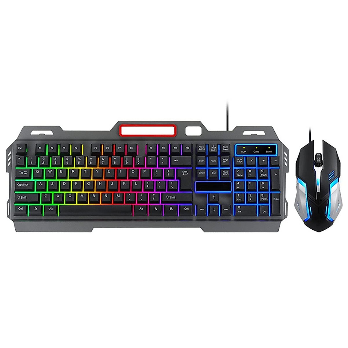 EXHNLE Gaming Keyboard and Mouse Combo, LED Rainbow Backlit Keyboard with 104 Key Computer PC Gaming Keyboard for PC/Laptop