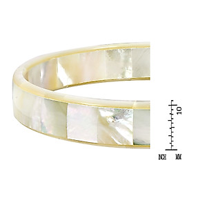 AeraVida Tropical & Stylish White Mother of Pearl Mosaic Bangle Bracelet | 8 Inch | Tropical Bracelets for Women | White Mother of Pearl Bracelet