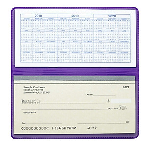 Purple Vinyl Checkbook Cover, Top Tear Personal Vinyl Checkbook Cover