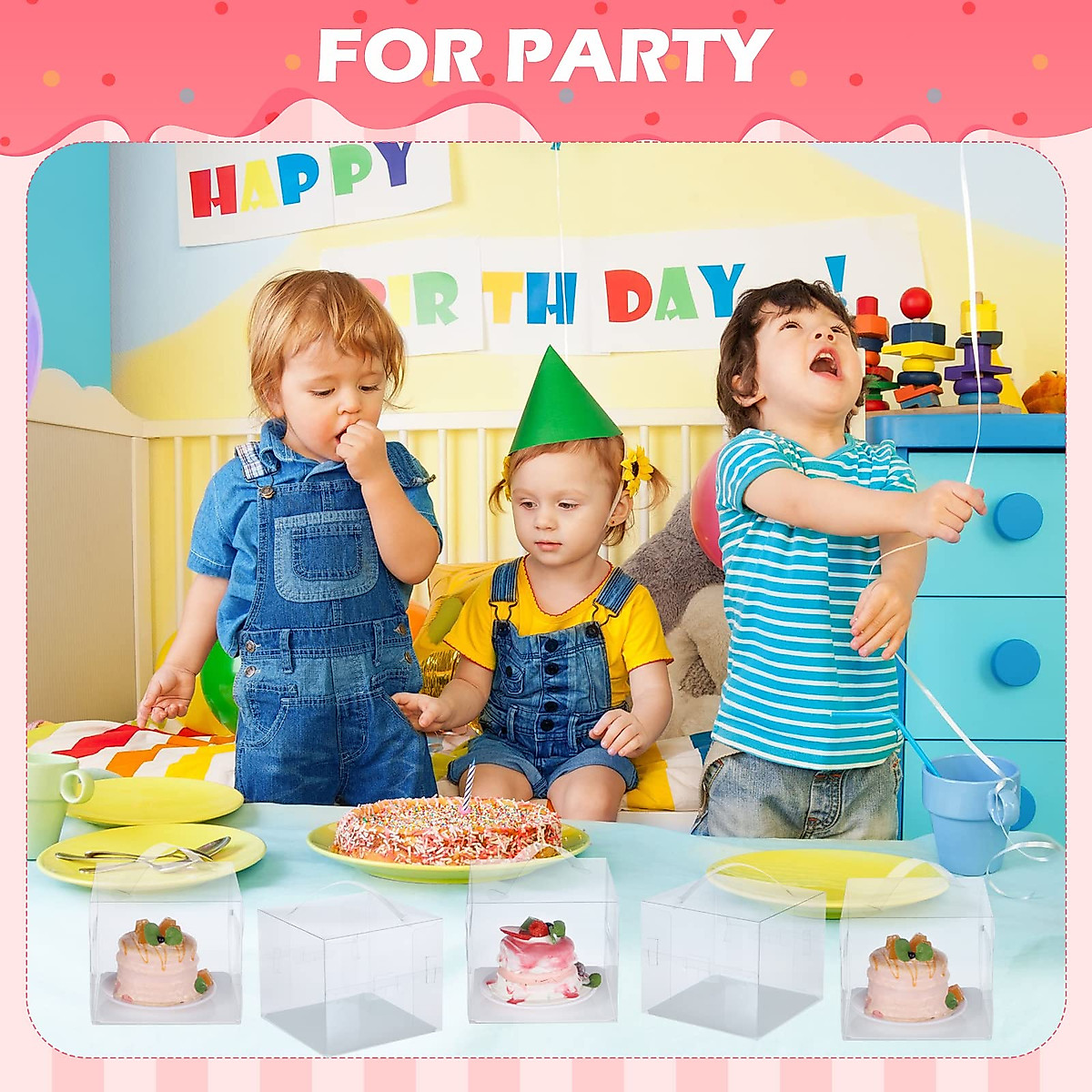 50 Pcs Clear Cake Boxes and 50 Pcs 6 Inch Round White Cake Boards 6x6x5inch Transparent Bakery Boxes with Boards Plastic Cake Carrier with Lid and Handle for Wedding Birthday Baby Shower Party Favor