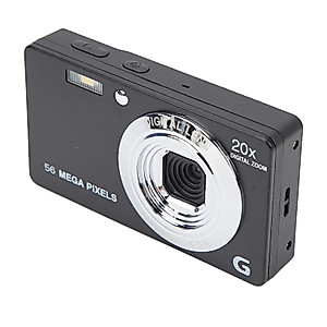 Autofocus Digital Camera, Camera 2.7inch Point and Shoot Continuous Shooting Black Flash 56MP 4K 20X for Travel for Kids (Black)