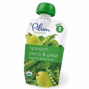 Plum Organics Baby Food, Spinach, Peas & Pear, 4.22-Ounce Pouches (Pack of 24)