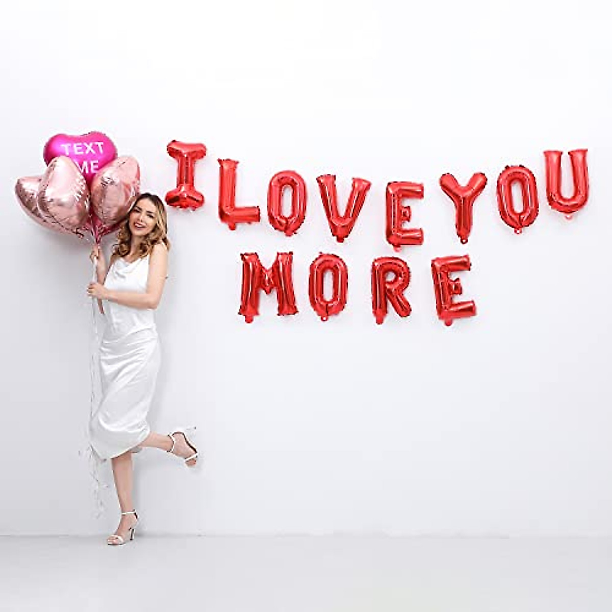 16 Inch I LOVE YOU Alphabet Letters Foil Balloons Set for Valentines Day,Propose Marriage,Wedding Party,Anniversary Backdrop Party Supplies for her,girlfriend (I Love You More(Red))