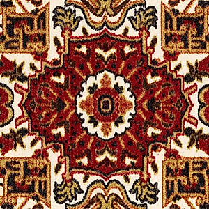 Antep Rugs Alfombras Oriental Traditional 5x7 Non-Skid (Non-Slip) Low Profile Pile Rubber Backing Indoor Area Rugs (Maroon, 5' x 7')