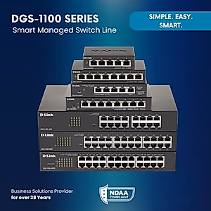 D-Link 24-Port Gigabit Smart Managed Switch | Web Managed | Cable Diagnostics | NDAA Compliant - (DGS-1100-24V2)