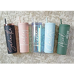 Personalized Tumbler With Lid and Straw Holographic, Bridesmaids Gifts, Acrylic Tumbler, Skinny Tumbler with Straw, Personalized Gift