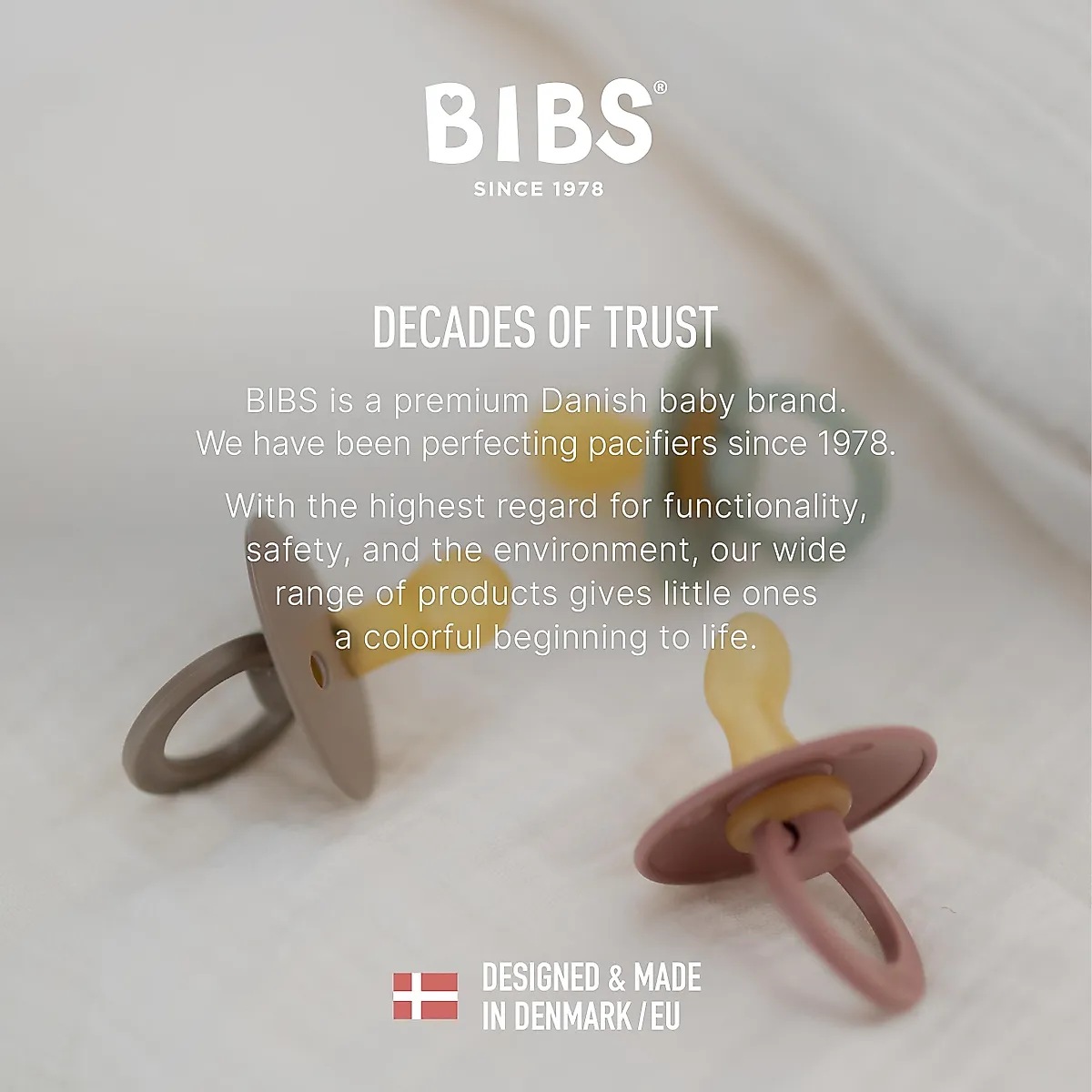 BIBS Pacifiers Colour Collection | Natural Rubber Baby Pacifier | Set of 2 BPA-Free Soothers | Made in Denmark | 6+ Months (Pack of 2) | Vanilla