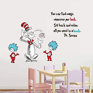 Runtoo Kids Wall Art Stickers Inspirational Quotes All You Need is a Book Reading Room Wall Decals Bedroom Classroom Wall Decor